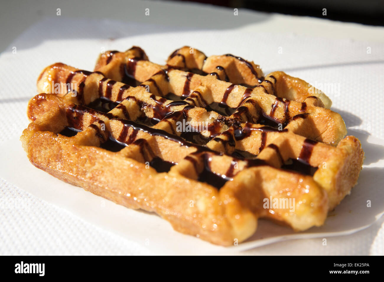 Traditional waffles with chocolate in Brussels, Belgium Stock Photo - Alamy
