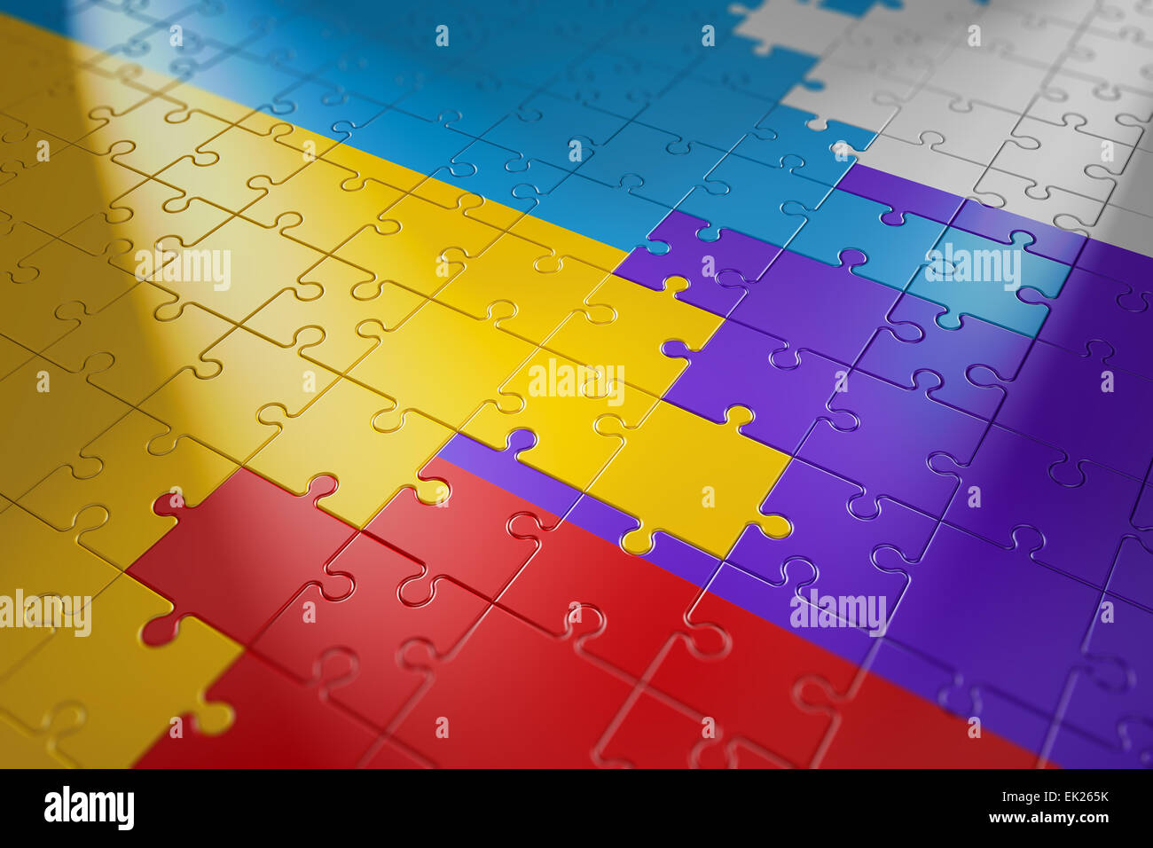puzzles in the form of flags of Ukraine and the Russia Stock Photo - Alamy