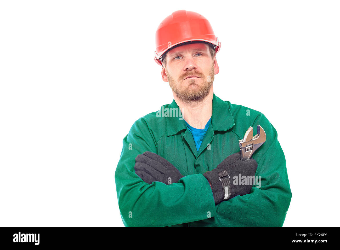 Worker with wrench Stock Photo - Alamy