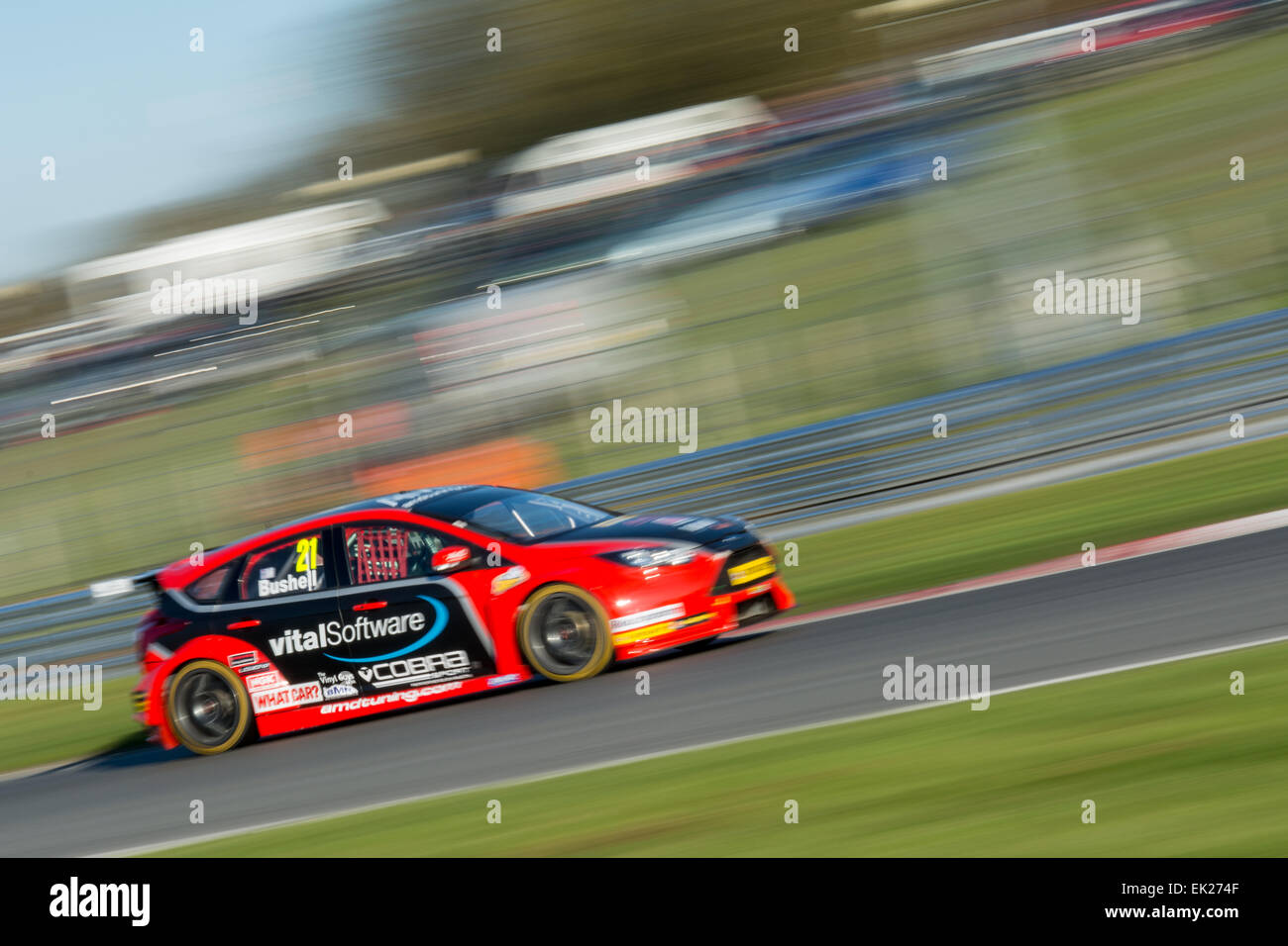 Brands Hatch, Fawkham, Longfield, UK. 5th April, 2015. Mike Bushell and ...