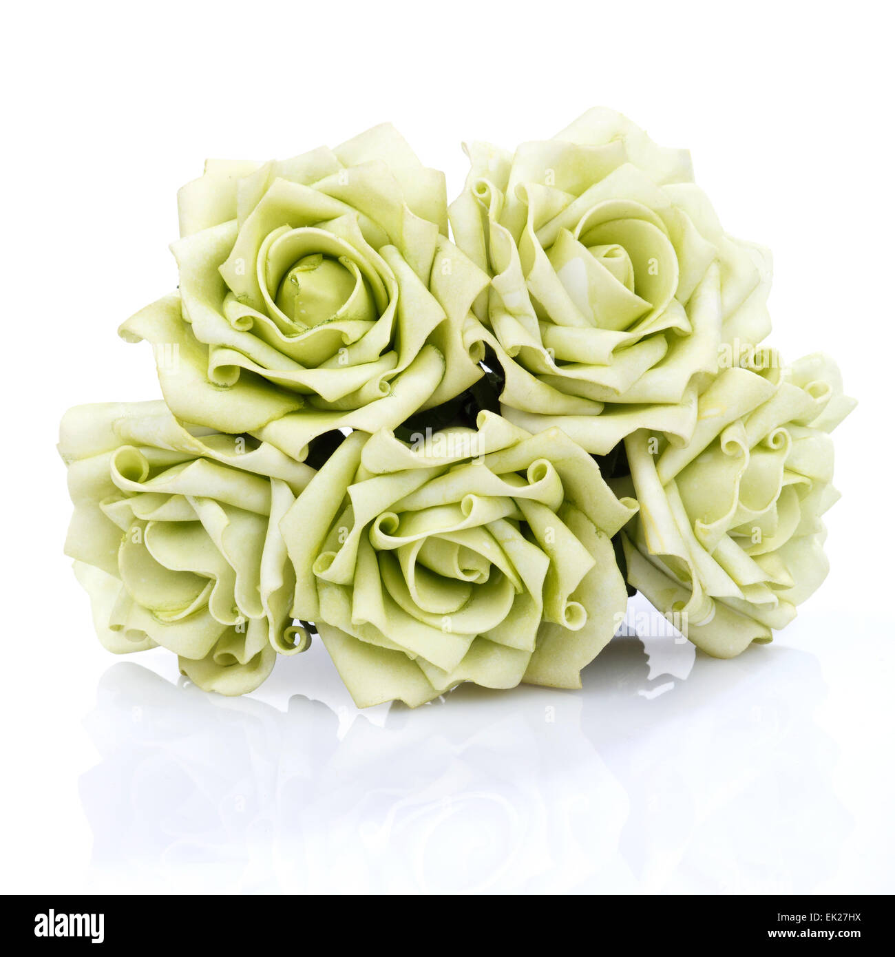 artificial bouquet of green roses on a white background Stock Photo - Alamy