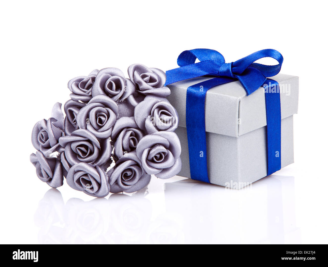 gray flowers and gift box Stock Photo - Alamy