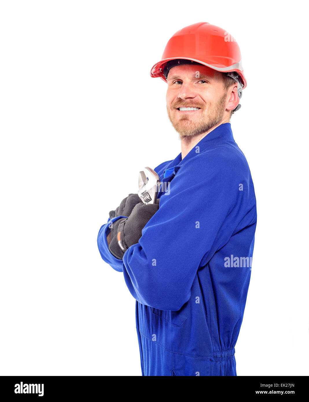 Worker with wrench Stock Photo - Alamy