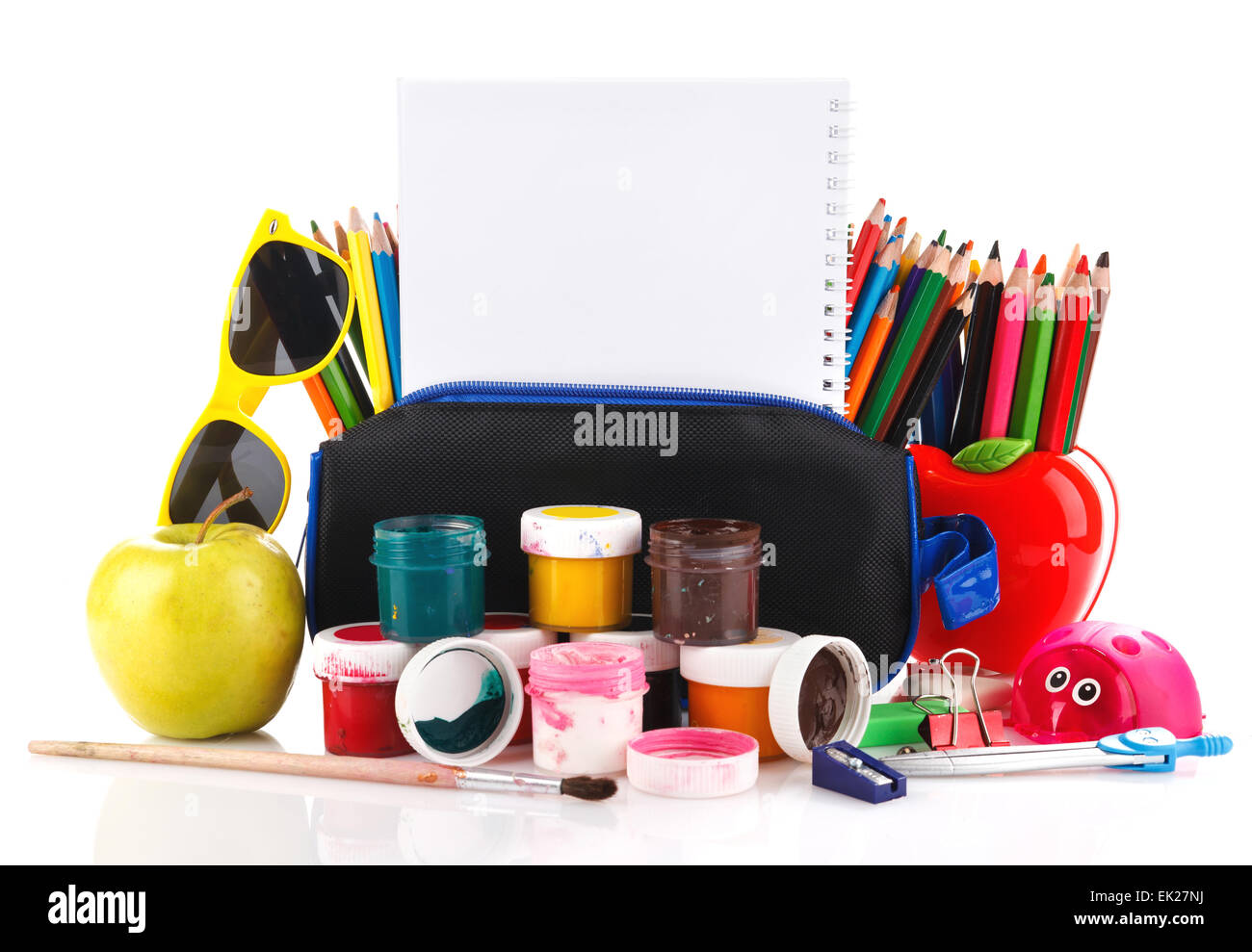 Set school stationery notebook Cut Out Stock Images & Pictures - Alamy