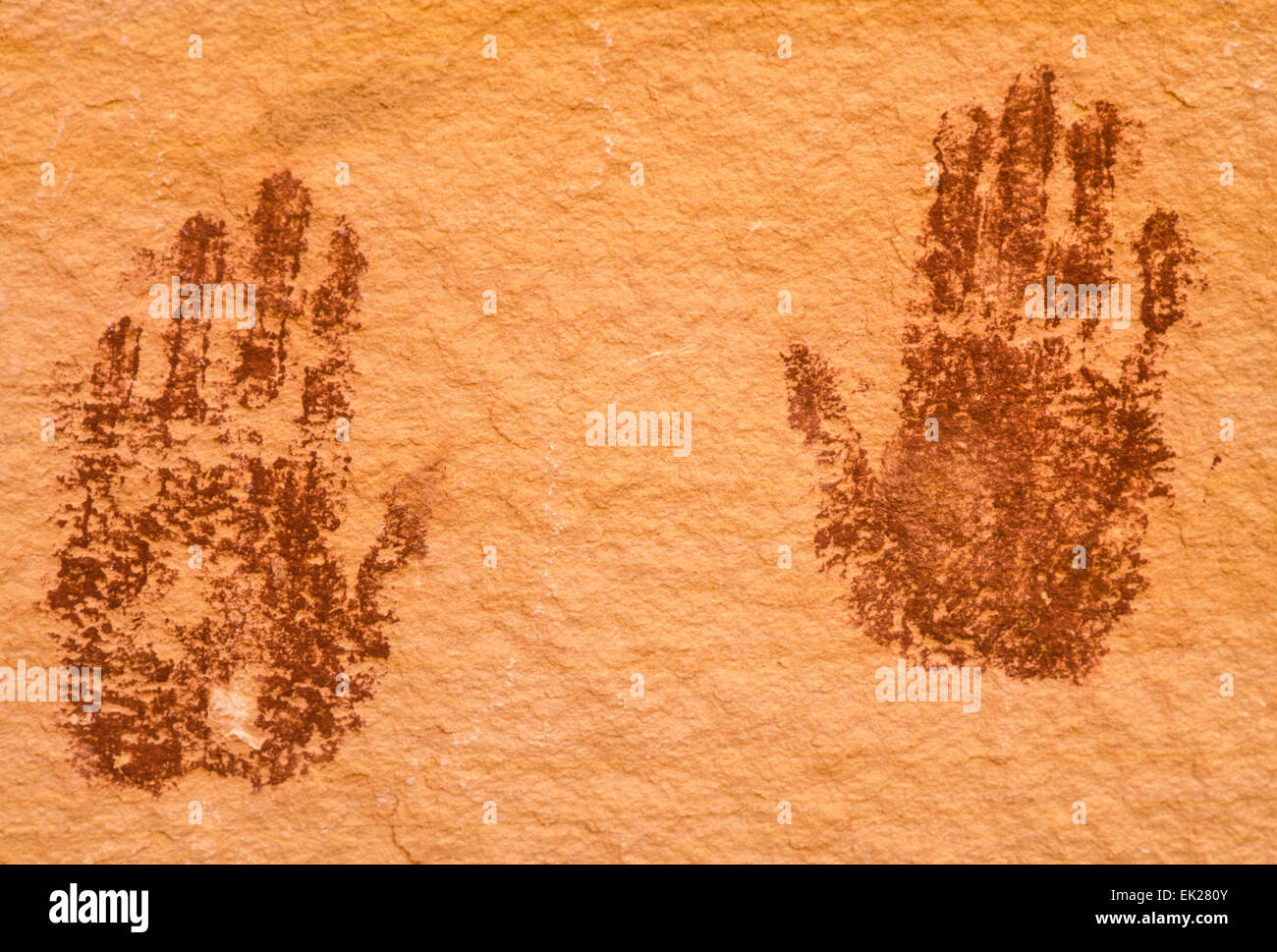 Anasazi indian hand print pictographs, Natural Bridges National ...