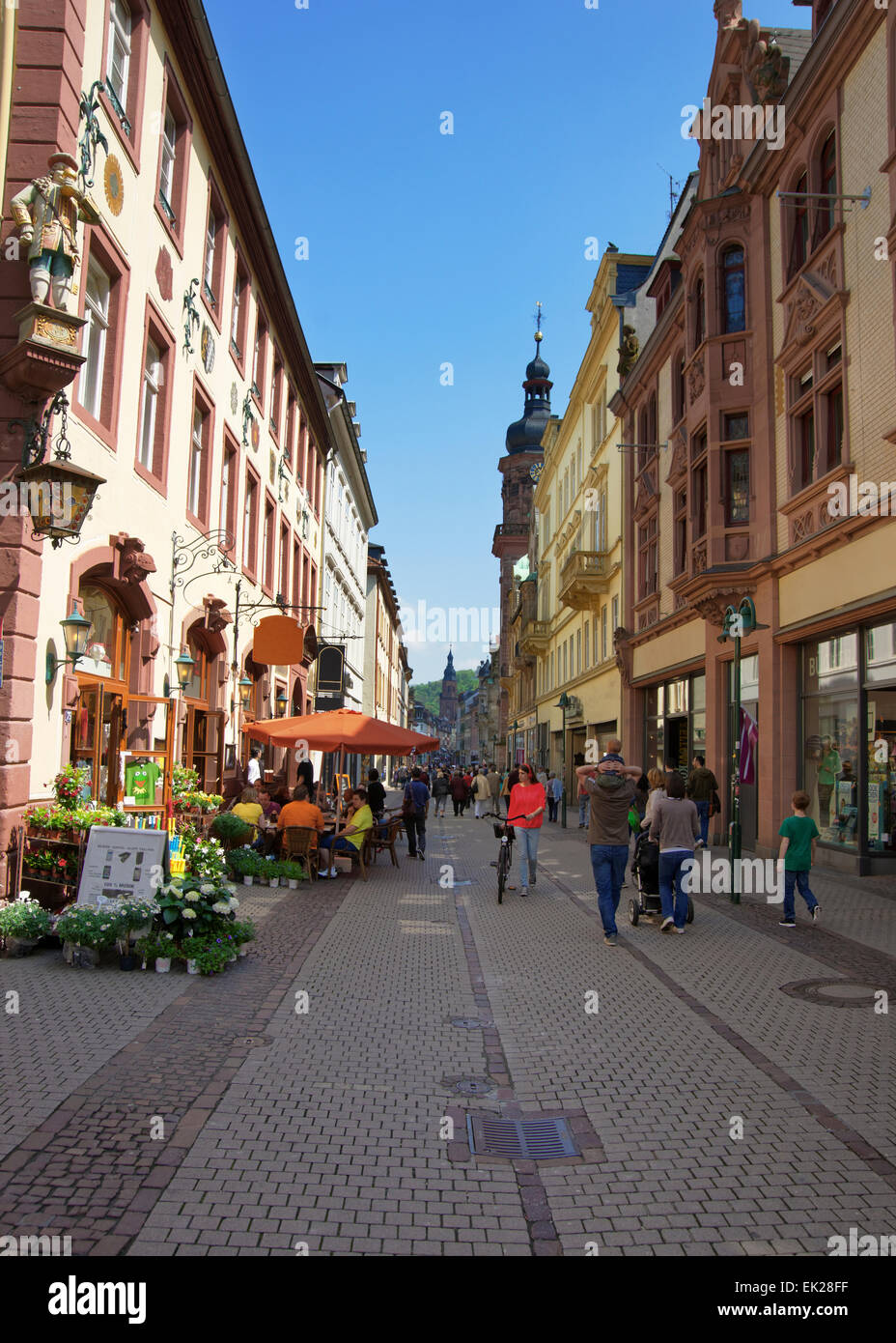 HEIDELBERG, GERMANY - MAY 5, 2013: People walking on central pedestrian ...