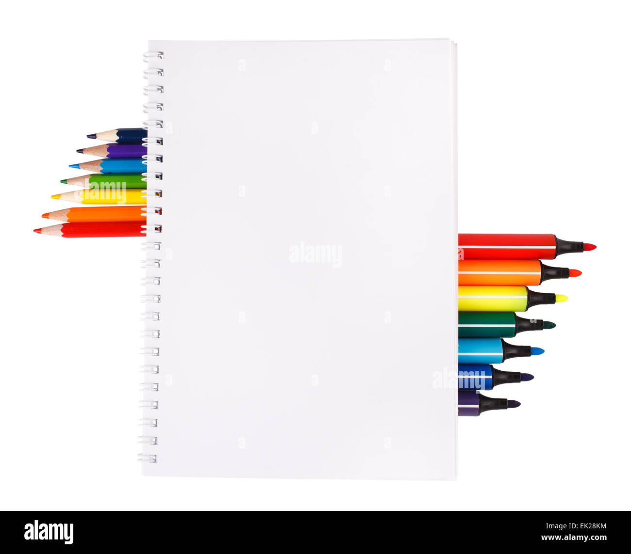 Notebook with school stationary objects Stock Photo - Alamy