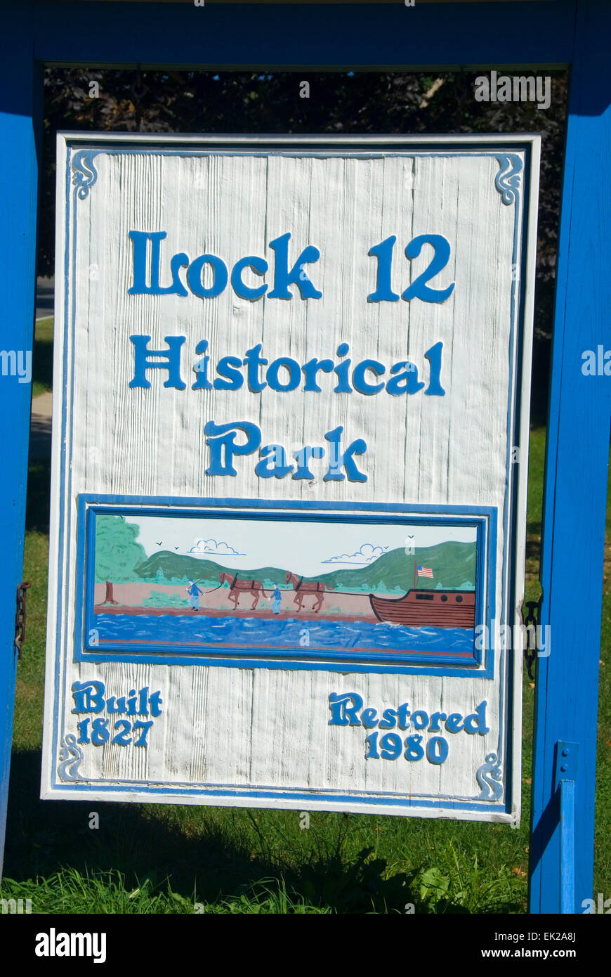 Entrance sign, Lock 12 Historical Park, Farmington Canal Greenway ...
