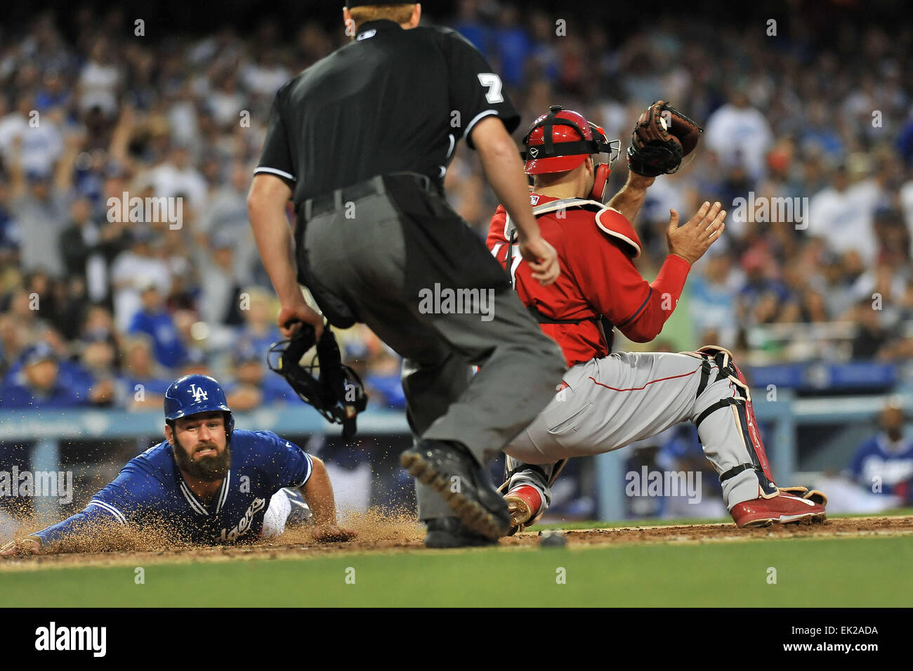 Los Angeles, CA, USA. 4th Apr, 2015. Los Angeles Dodgers left fielder ...