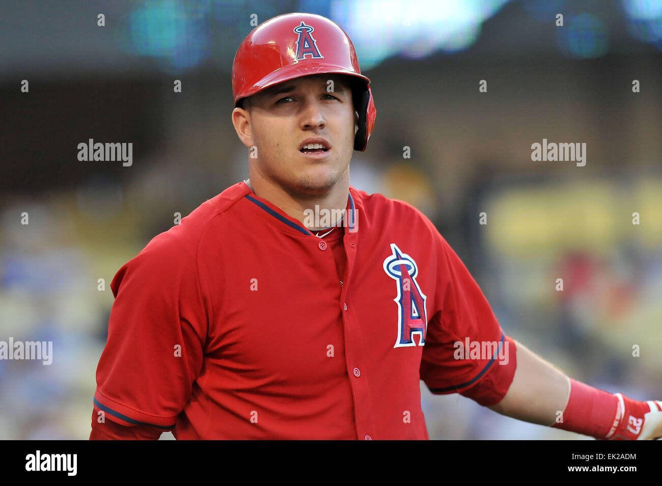 Los Angeles, CA, USA. 4th Apr, 2015. Los Angeles Angels center fielder ...
