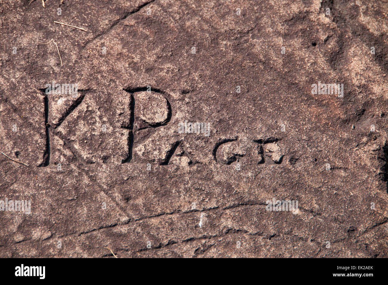Historic inscriptions at Judges Cave, West Rock Ridge State Park ...