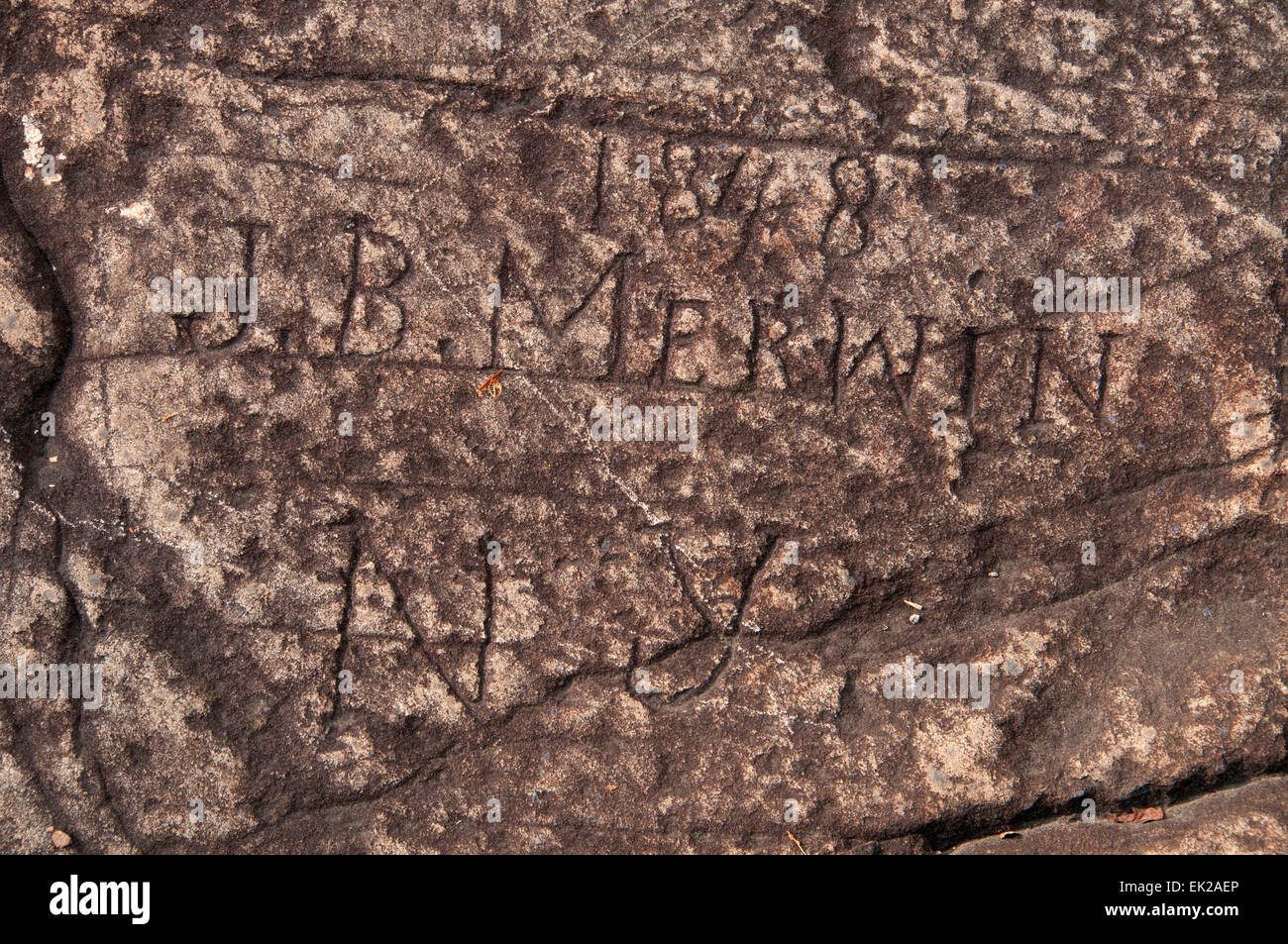 Historic inscriptions at Judges Cave, West Rock Ridge State Park ...
