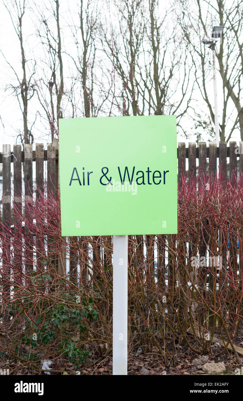 Sign for Air and water refilling at service station Stock Photo - Alamy