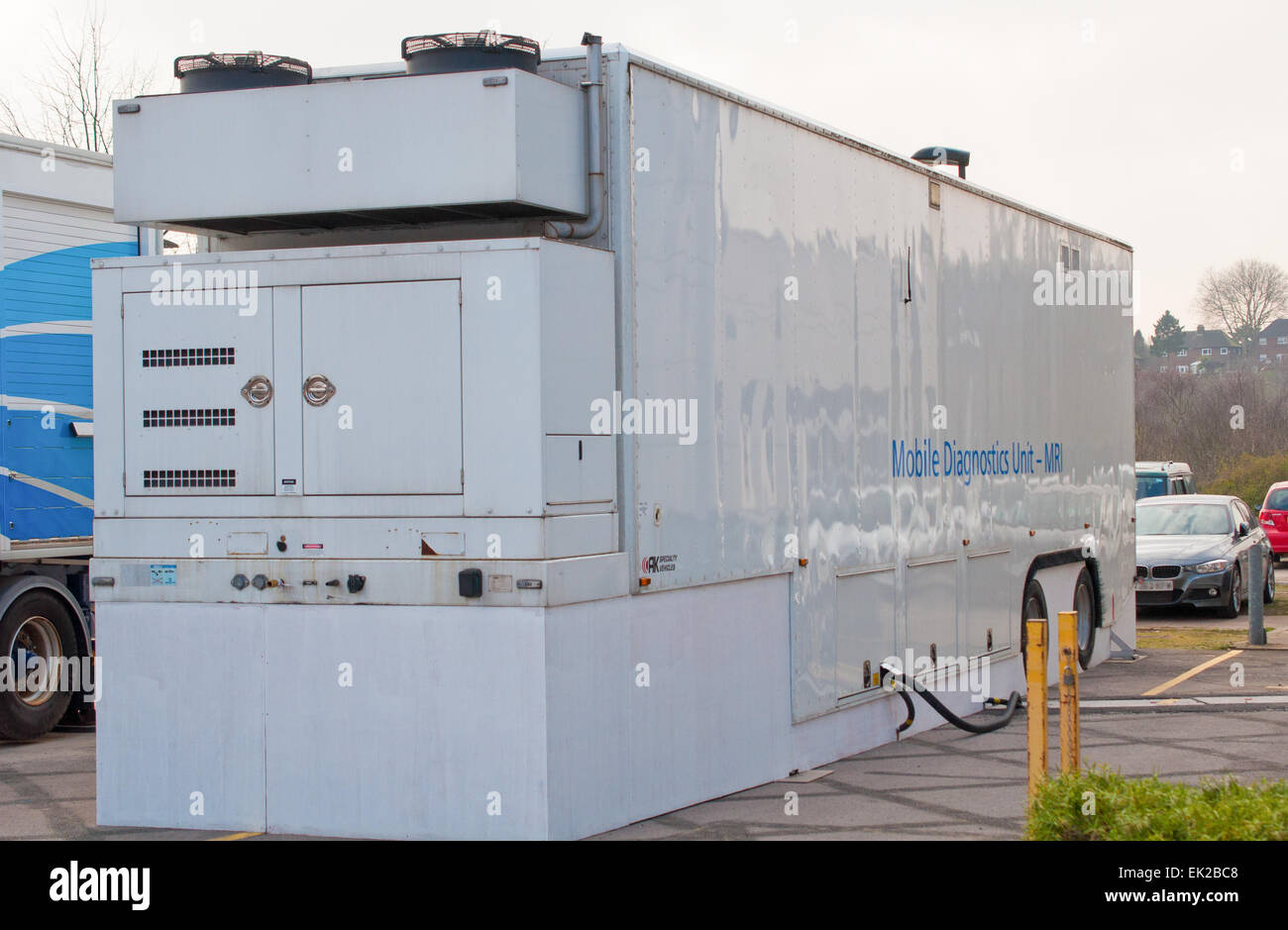 Mobile MRI scanning unit in a hospital car park horizontal view Stock ...