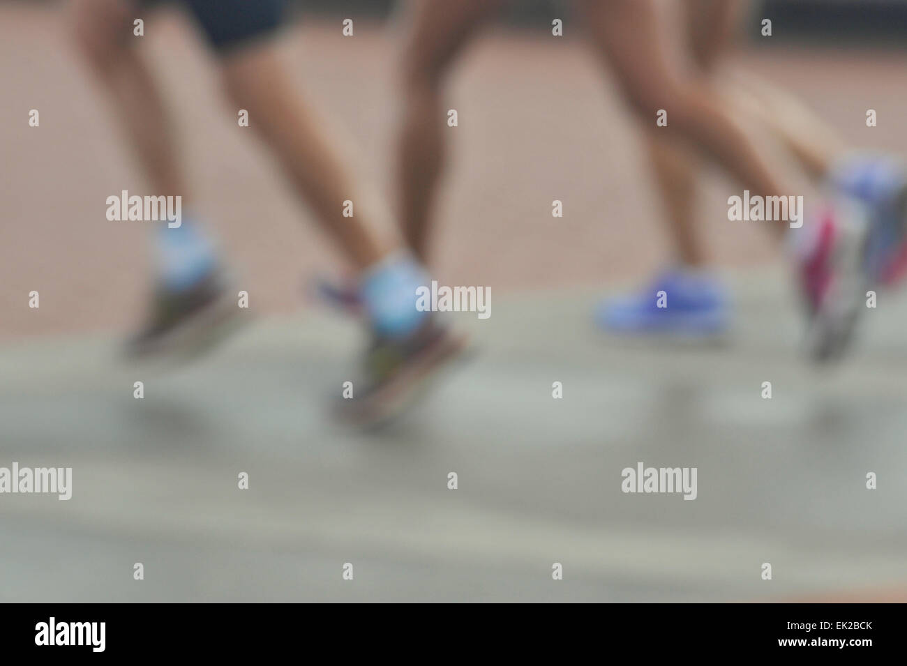 Blur, legs of three women runners running in group, people, fitness ...