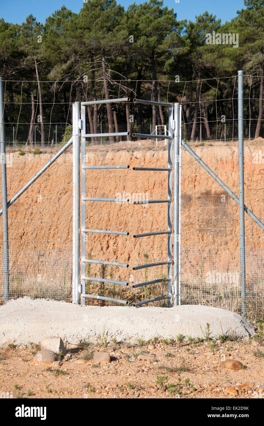 Frontal view of one-way deer gate. Picture taken in A-15 motorway ...