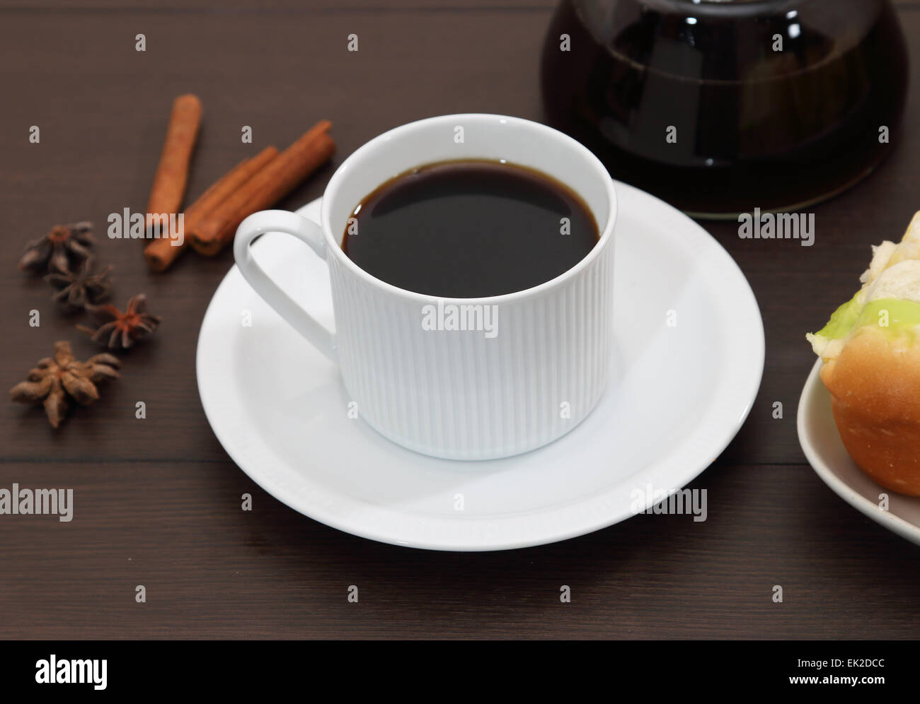 image of black coffee and burger for breakfast Stock Photo - Alamy