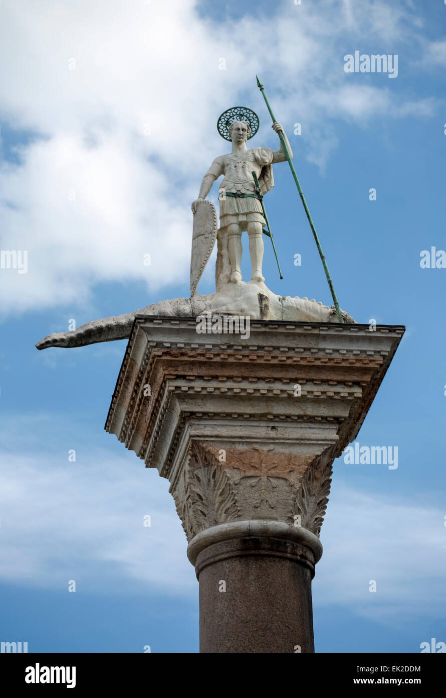 Statue of St. Theodore of Amasea, St. Mark's, Venice, Italy Stock Photo ...