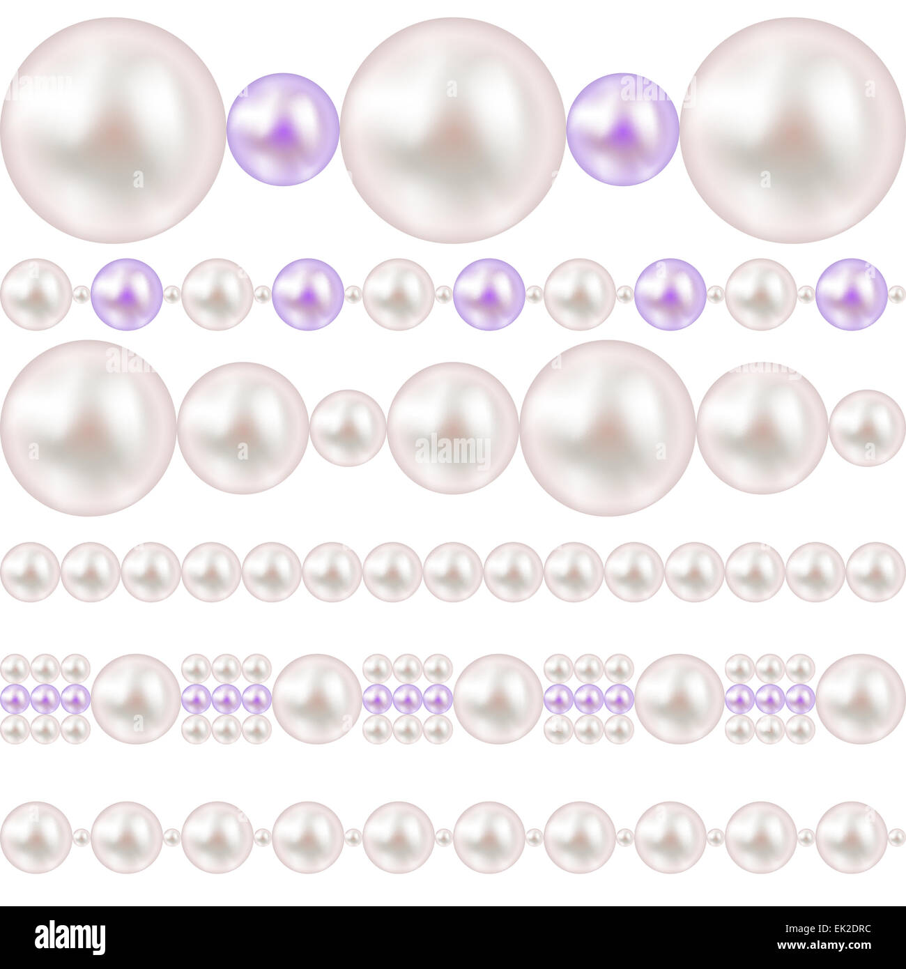 Pearl Realistic Borders Set Vector Illustration Stock Photo - Alamy