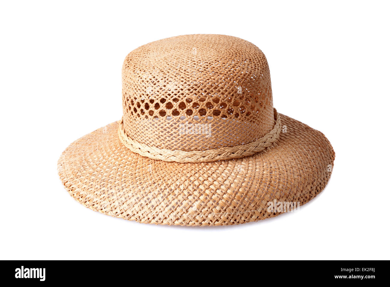 female summer straw hat isolated on white background Stock Photo - Alamy