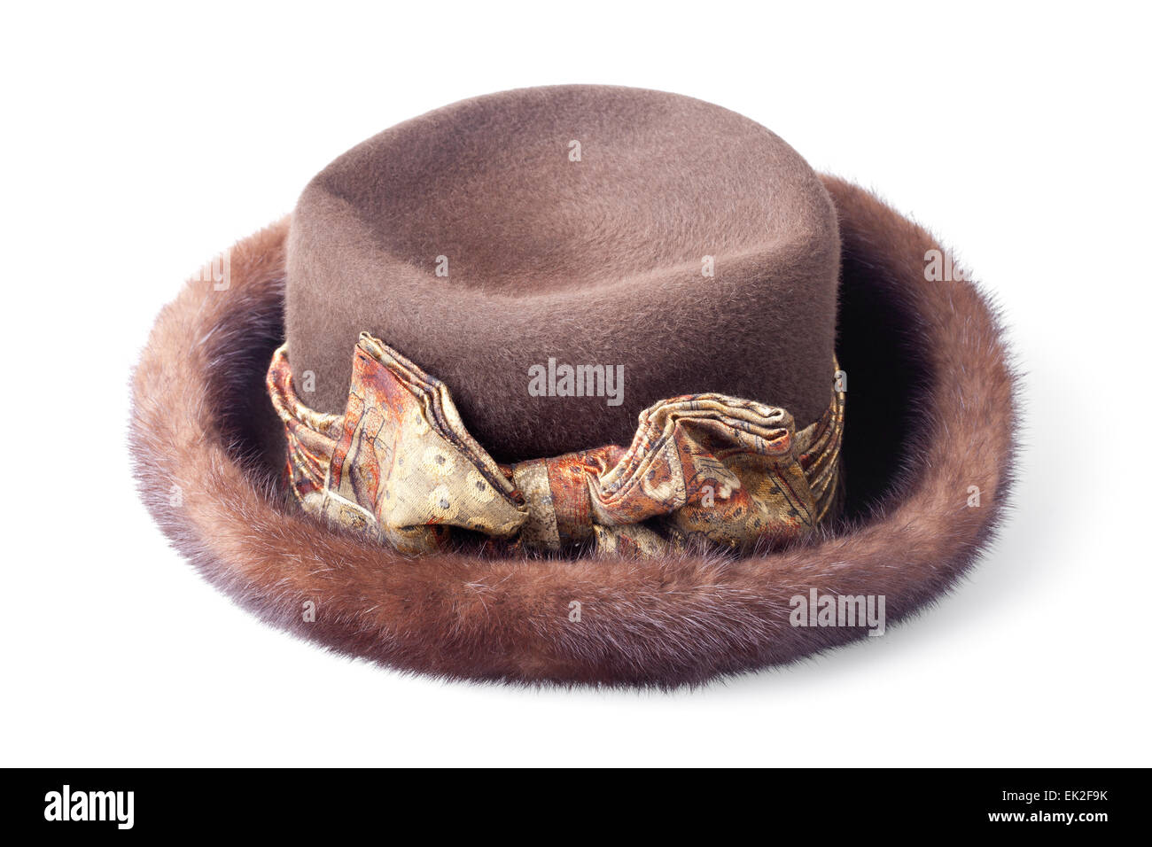 brown female fur hat isolated on white background Stock Photo - Alamy