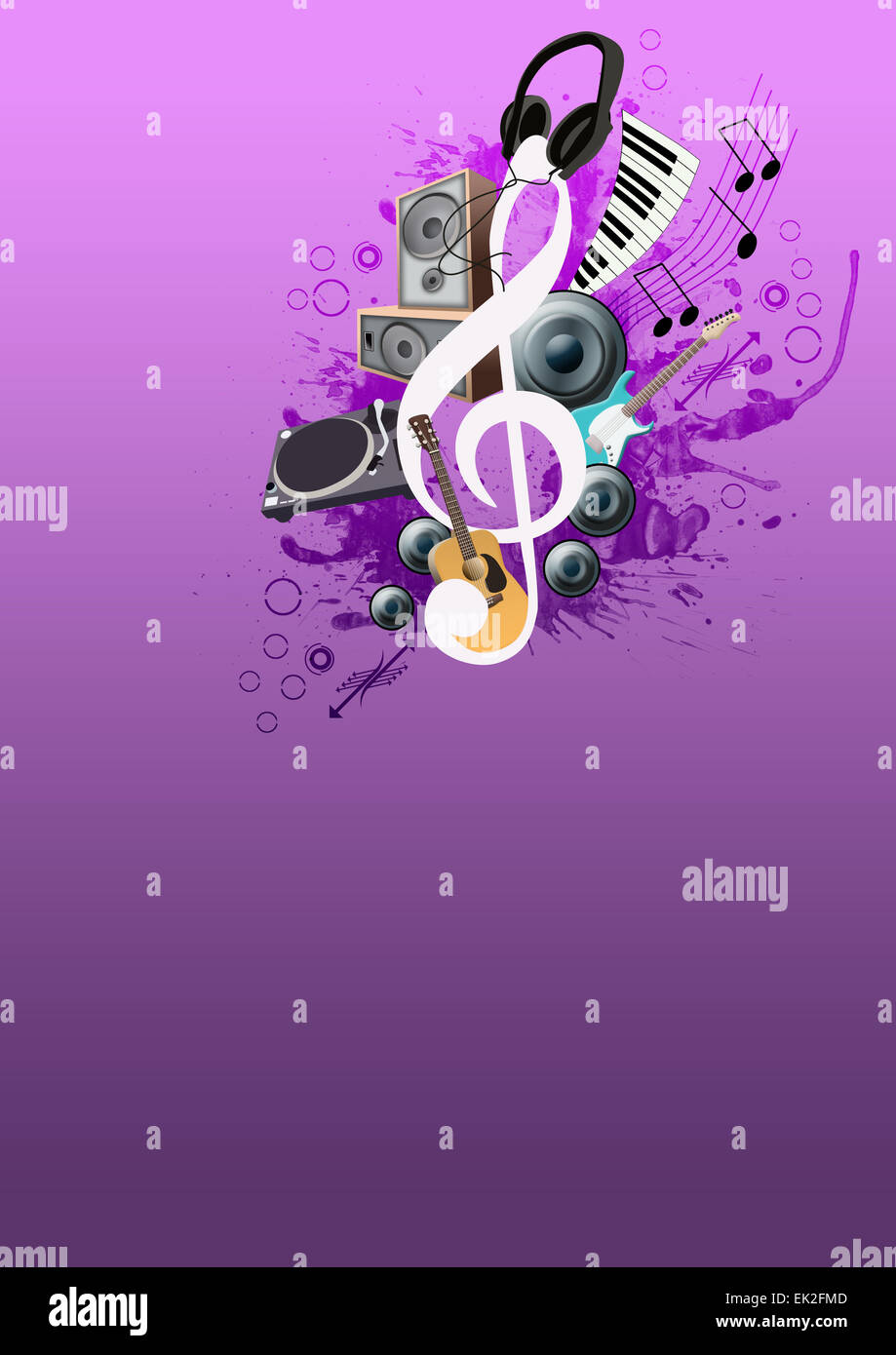 Abstract musical instruments poster background with space Stock Photo ...