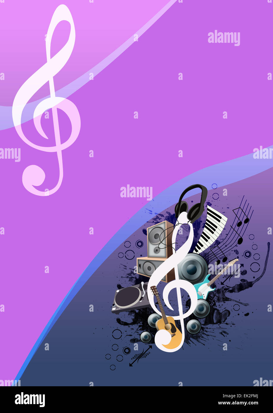 Abstract musical instruments poster background with space Stock Photo ...