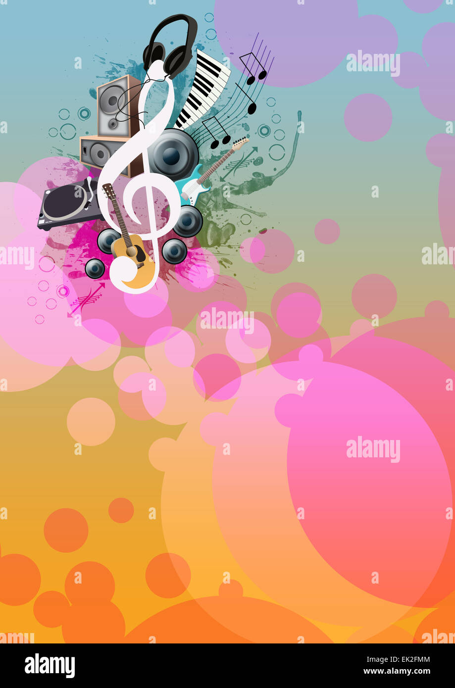 Abstract musical instruments poster background with space Stock Photo ...