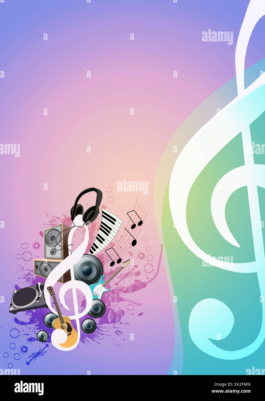 Abstract musical instruments poster background with space Stock Photo ...