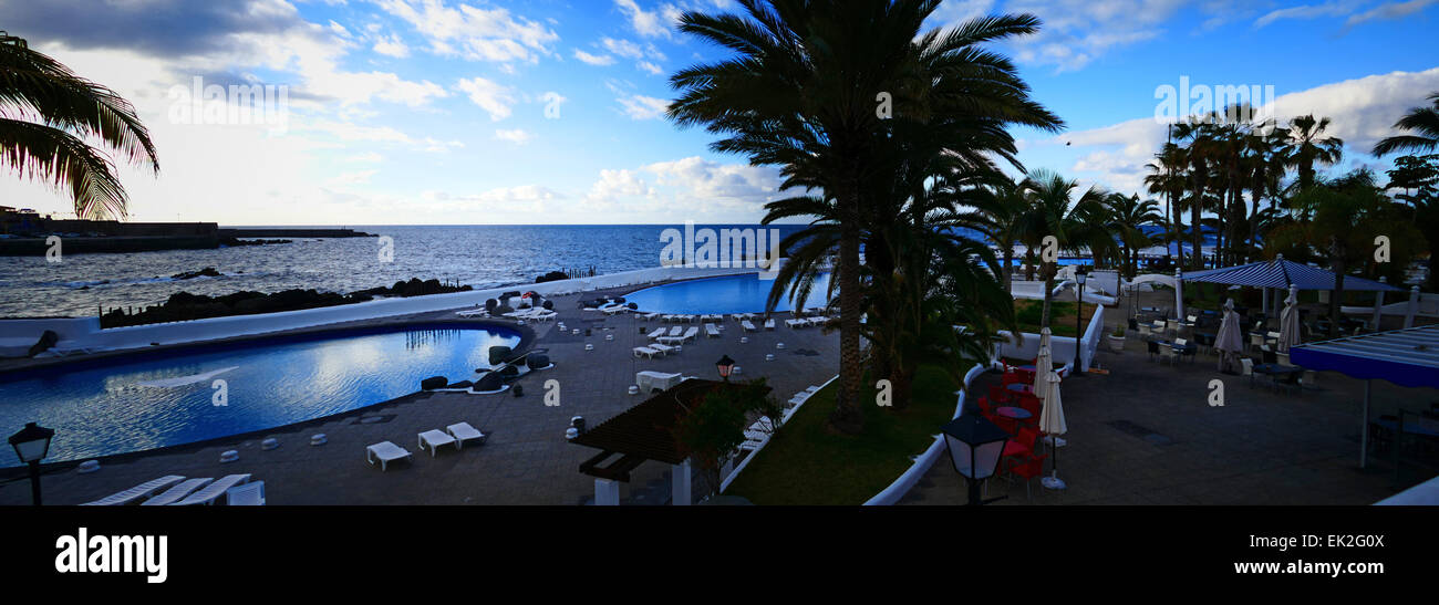 Lago Martinez at dusk Puerto de la Cruz Tenerife island Canary islands ...