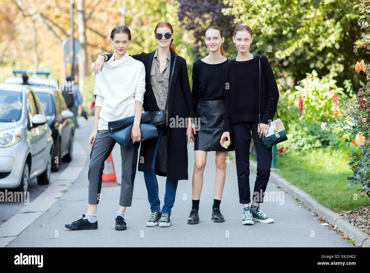Paris Fashion Week - Spring/Summer 2015 - Streetstyle Featuring: Models ...