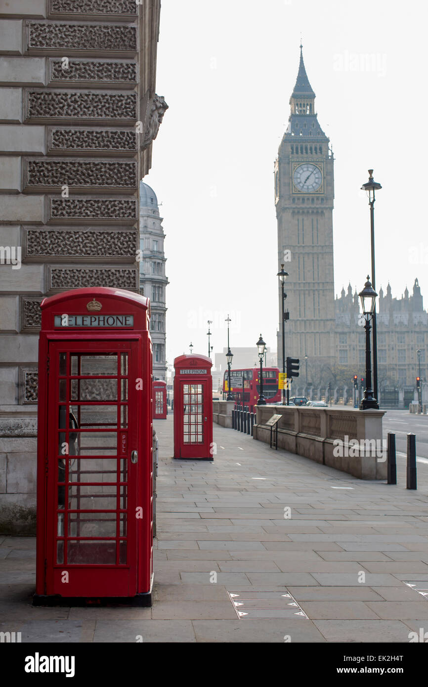 Red Phone Booths, Westminster, London Stock Photo - Alamy