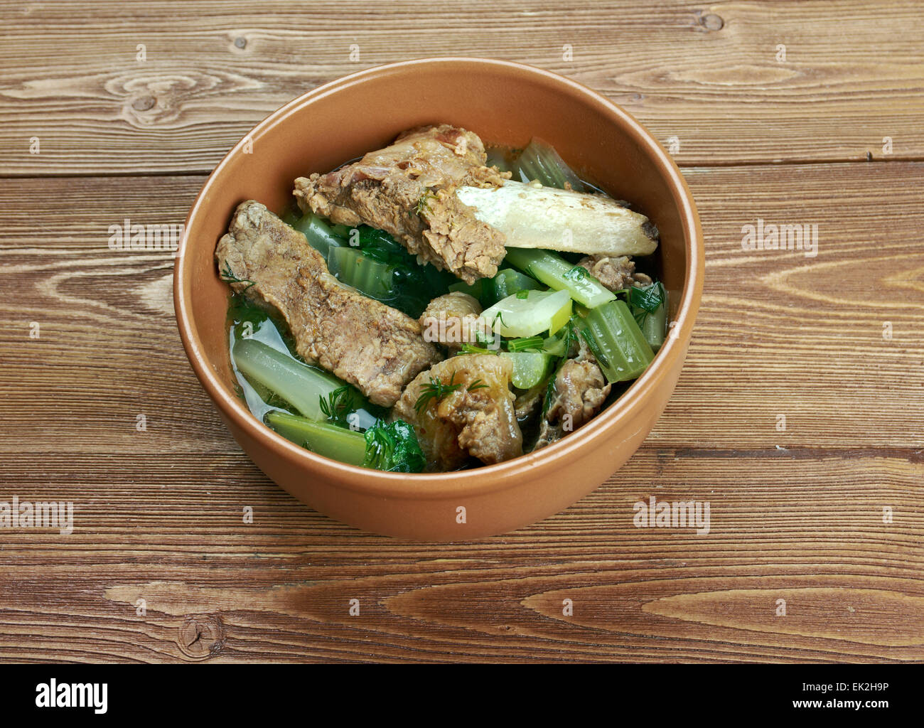 Chakapuli - Georgian stew.made from lamb chops or veal, onions ...