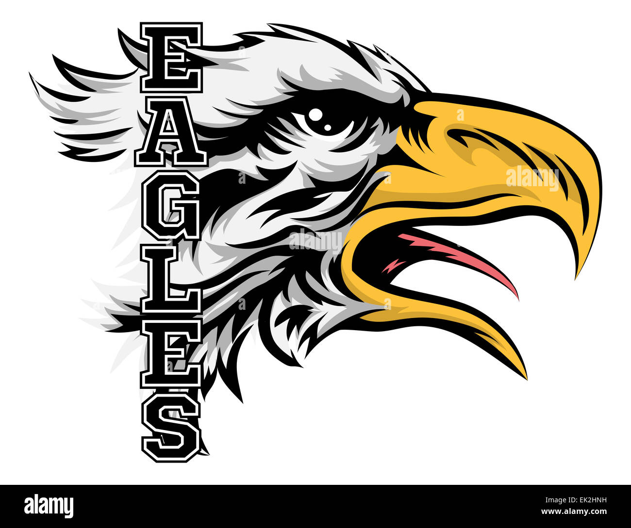 An illustration of a cartoon eagle sports team mascot with the text ...