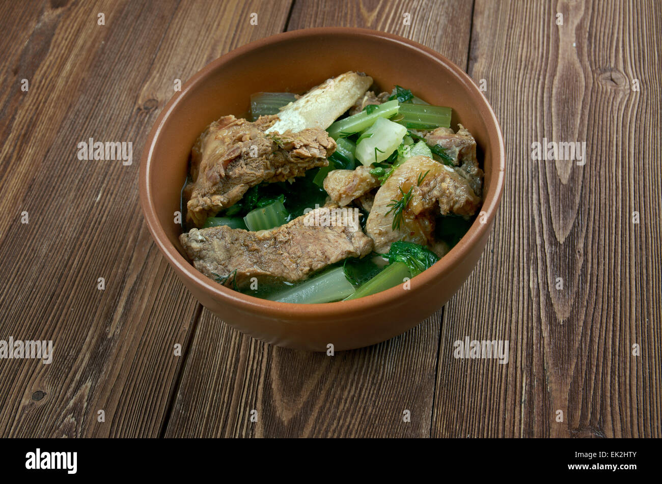 Chakapuli - Georgian stew.made from lamb chops or veal, onions ...