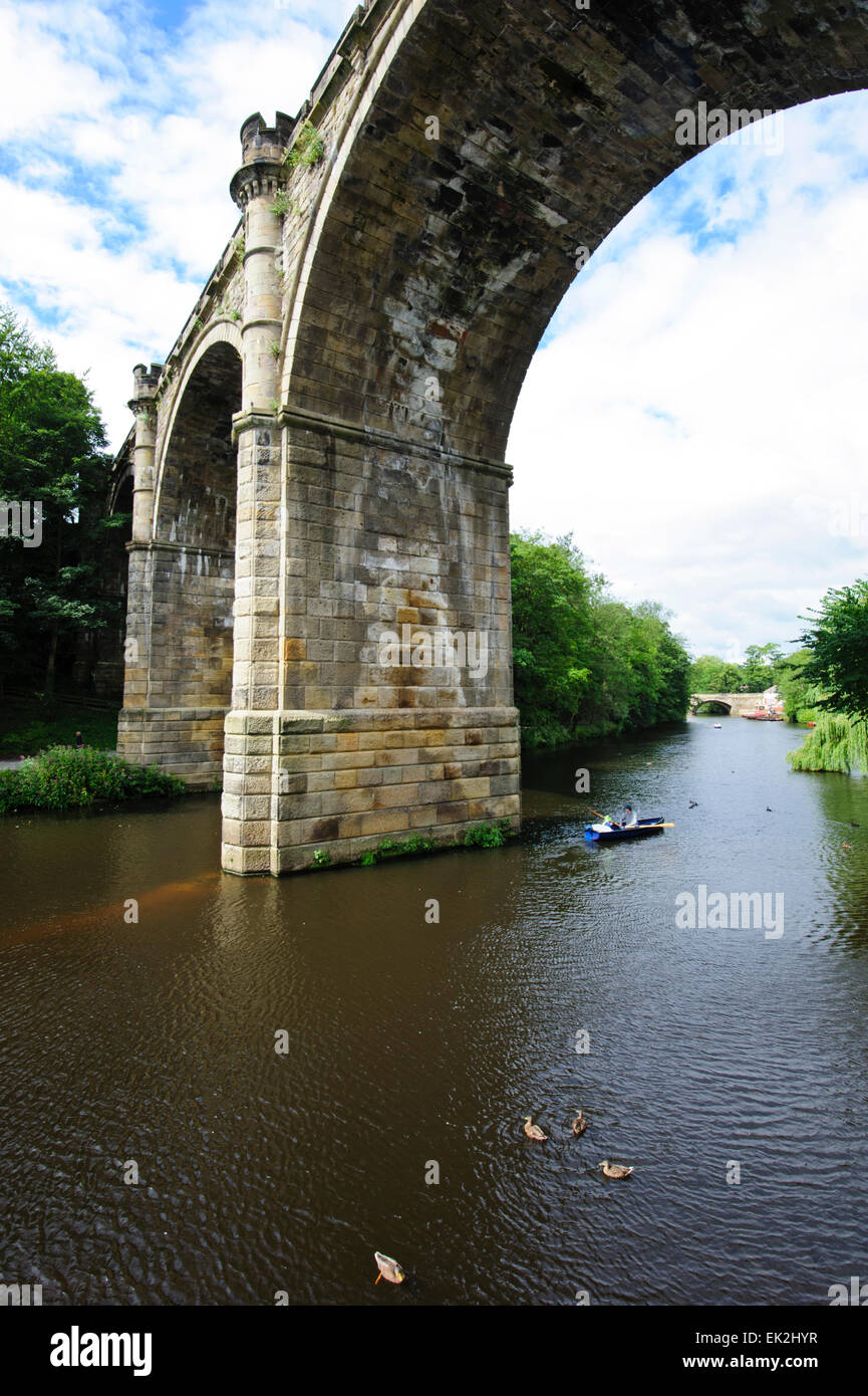 Bridge over the River Nidd at Knaresborough in Yorkshire Stock Photo ...