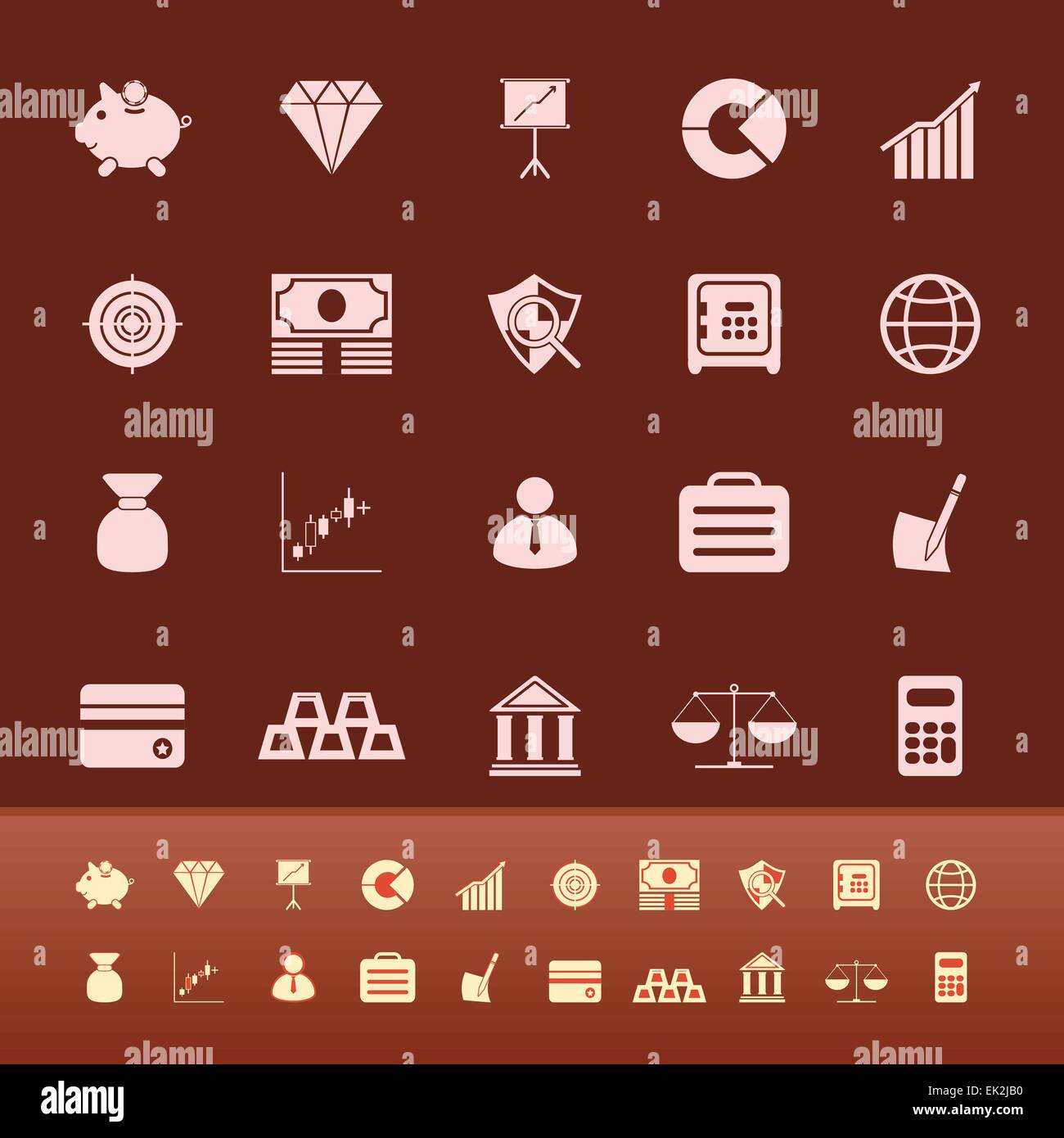 Finance color icons on brown background, stock vector Stock Vector ...