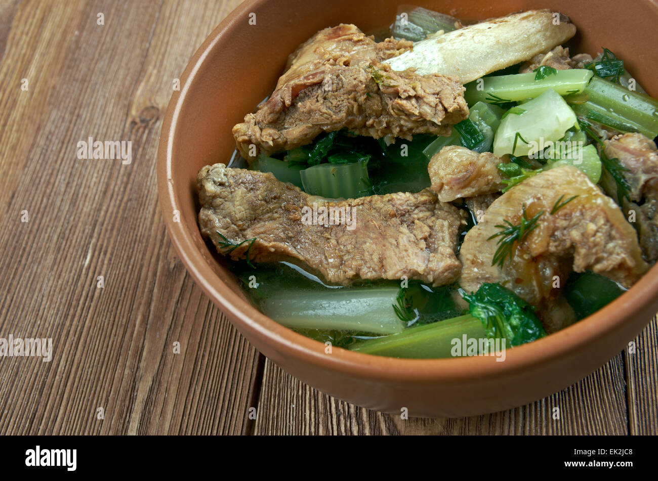 Chakapuli - Georgian stew.made from lamb chops or veal, onions ...