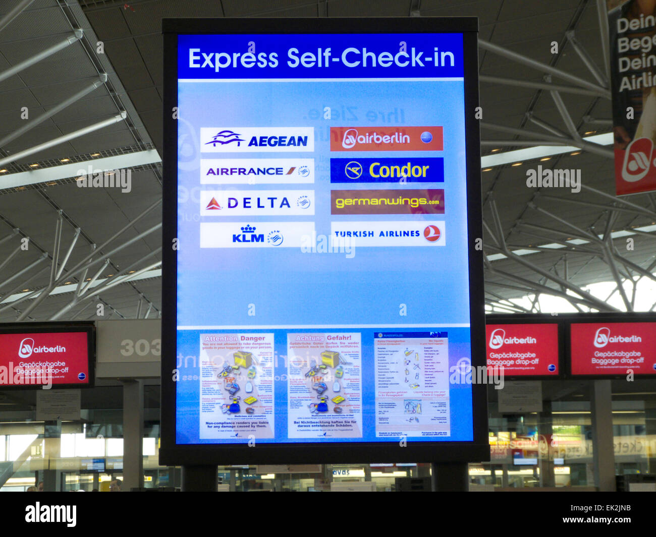 Germany Stuttgart Airport terminal, automatic check in counter Stock ...