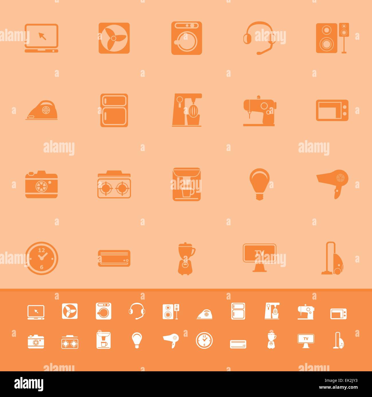 Electrical machine color icons on orange background, stock vector Stock ...
