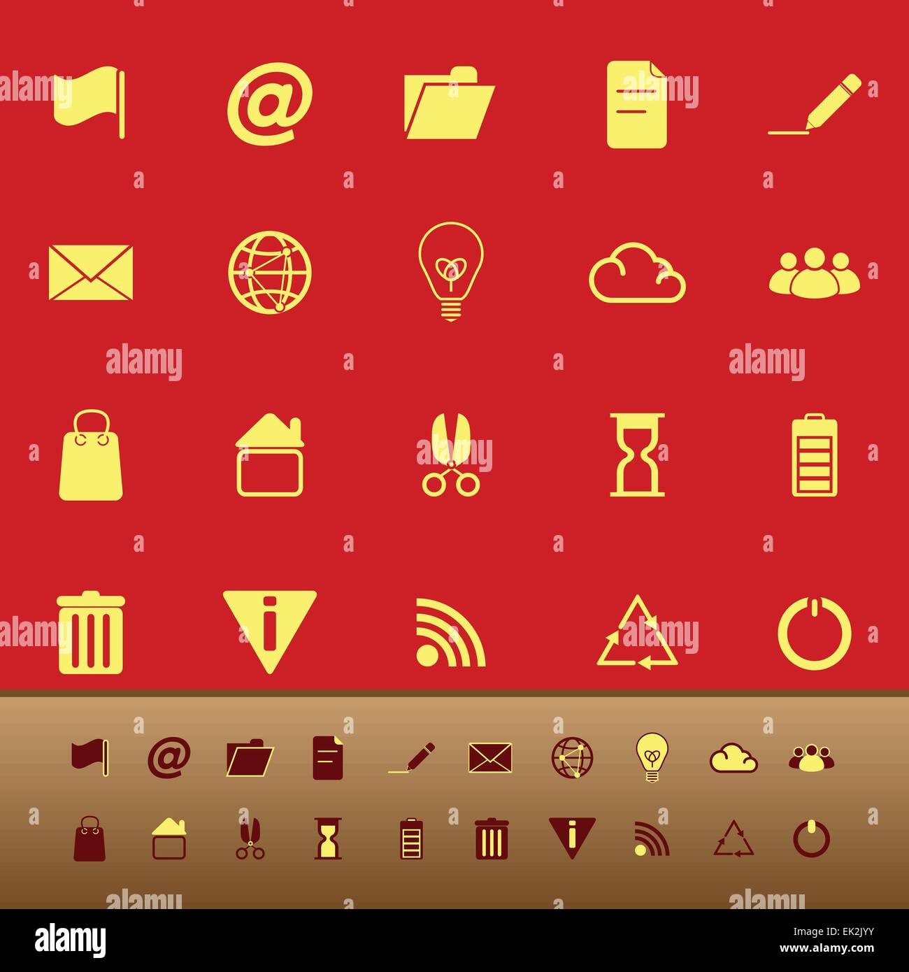 Web and internet color icons on red background, stock vector Stock ...