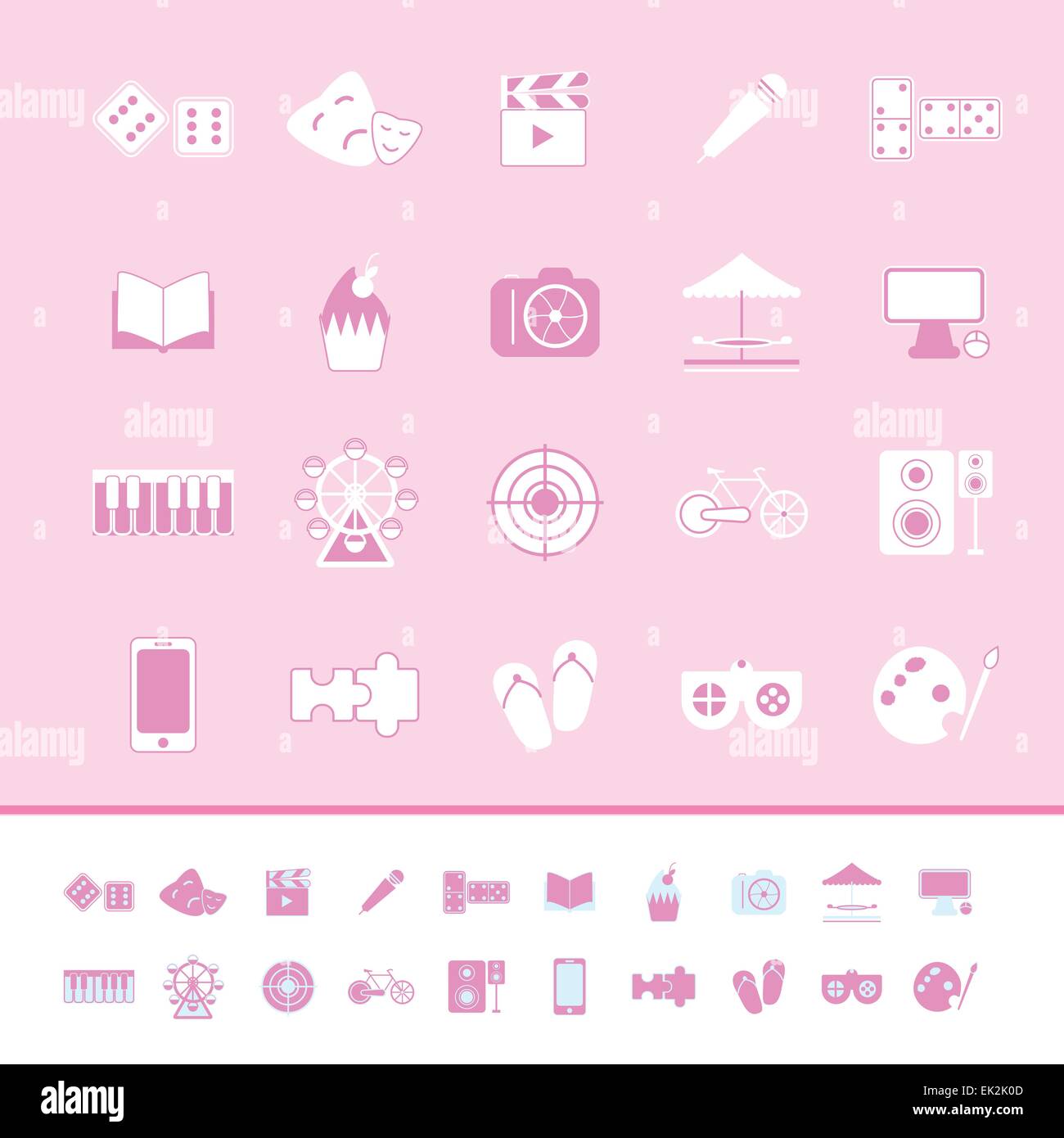 Entertainment color icons on pink background, stock vector Stock Vector ...