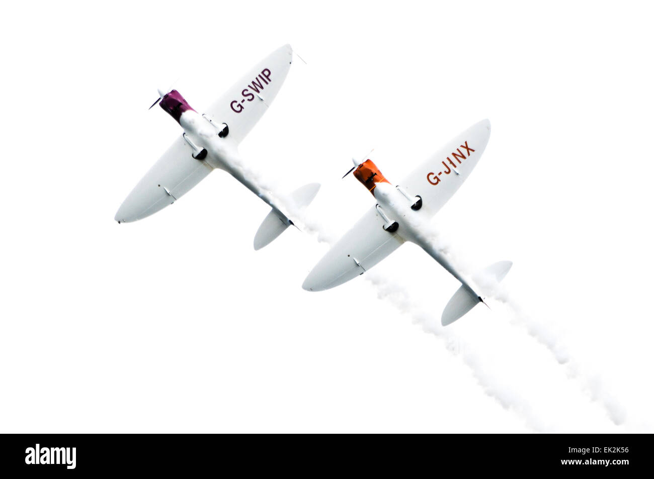 Blue sky airplane smoke trail Cut Out Stock Images & Pictures - Alamy