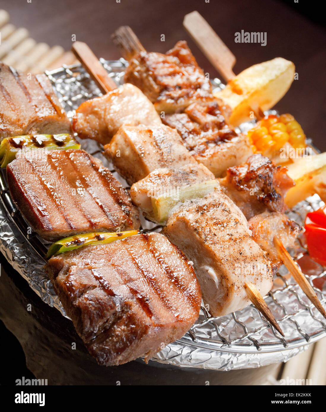 Japanese skewered meat .Japanese Cuisine - Kebab Stock Photo - Alamy