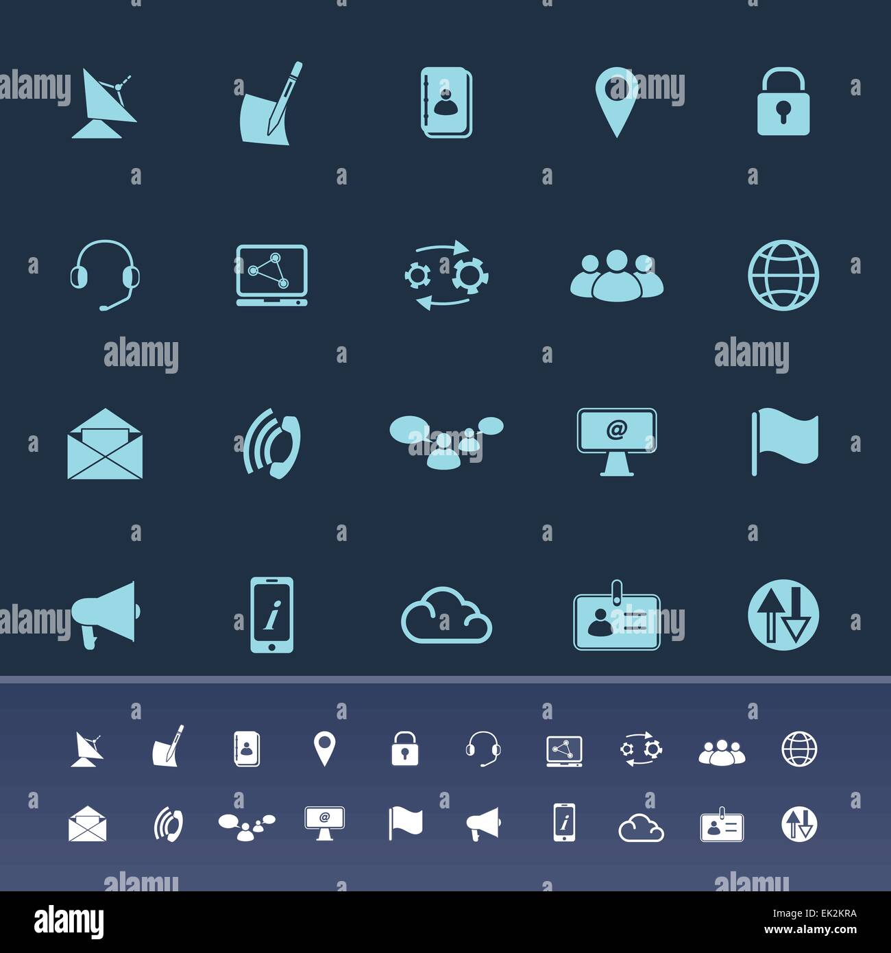 Communication color icons on navy background, stock vector Stock Vector ...