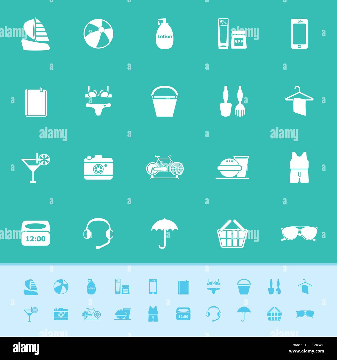 Beach color icons on green background, stock vector Stock Vector Image ...