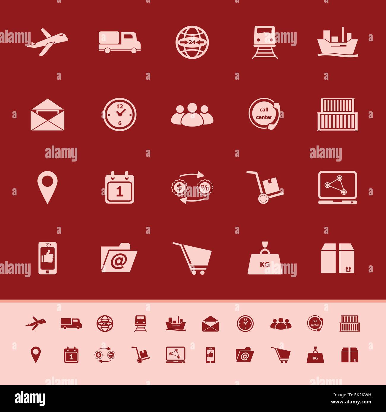 Logistic color icons on red background, stock vector Stock Vector Image ...