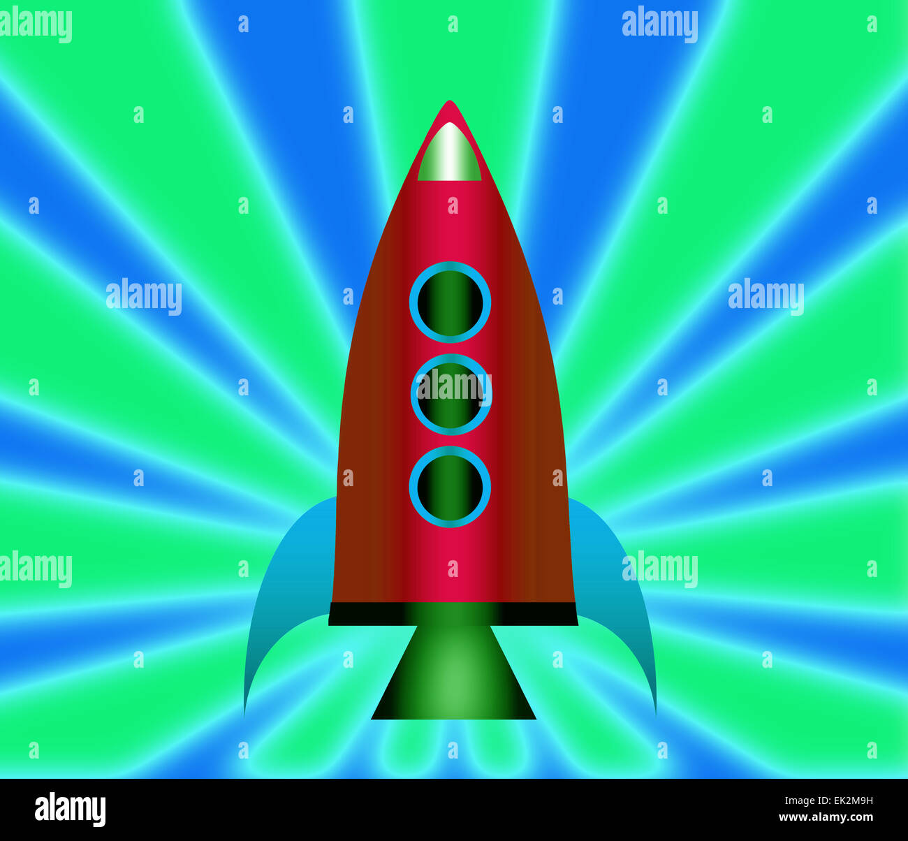 Cartoon rocket over a colorful background Stock Photo - Alamy