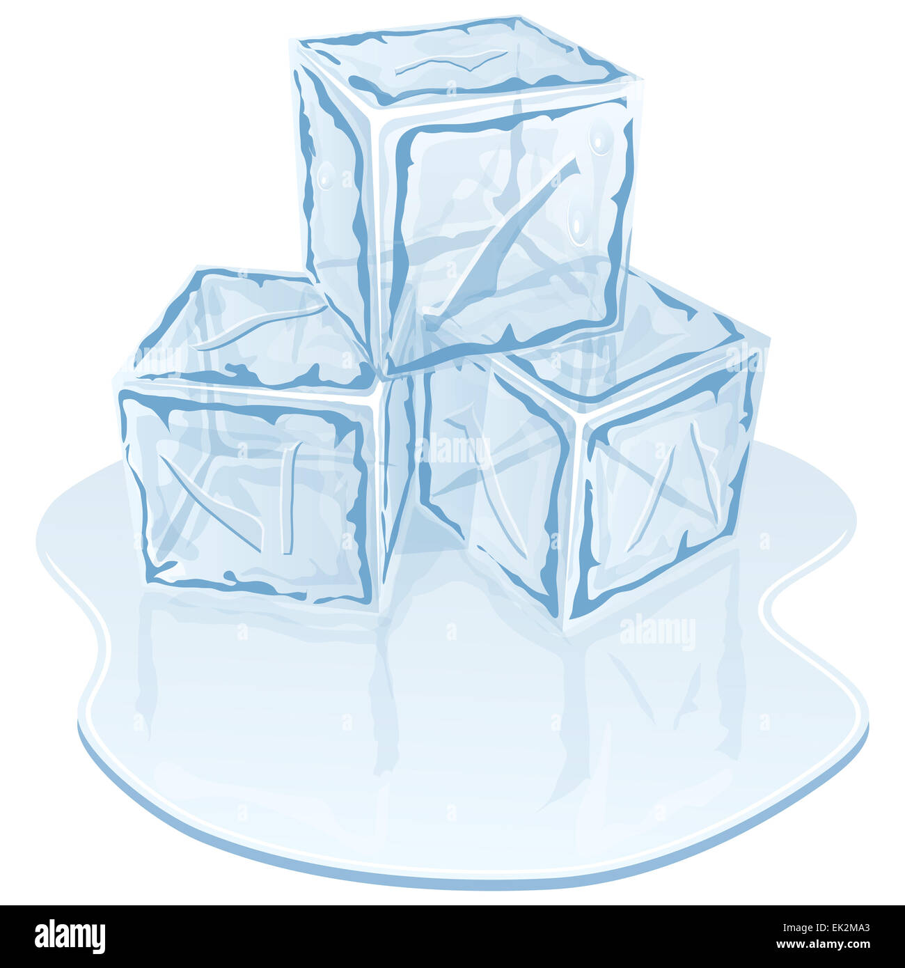 Blue half-melted ice cube pile. Vector illustration Stock Photo - Alamy