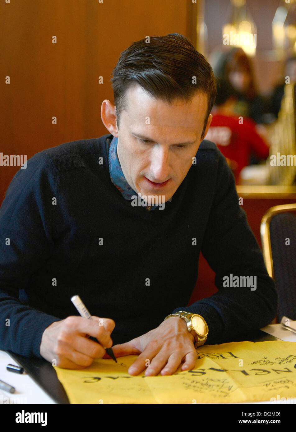 Bonn, Germany. 06th Apr, 2015. British actor Adam Brown, who plays Ori ...